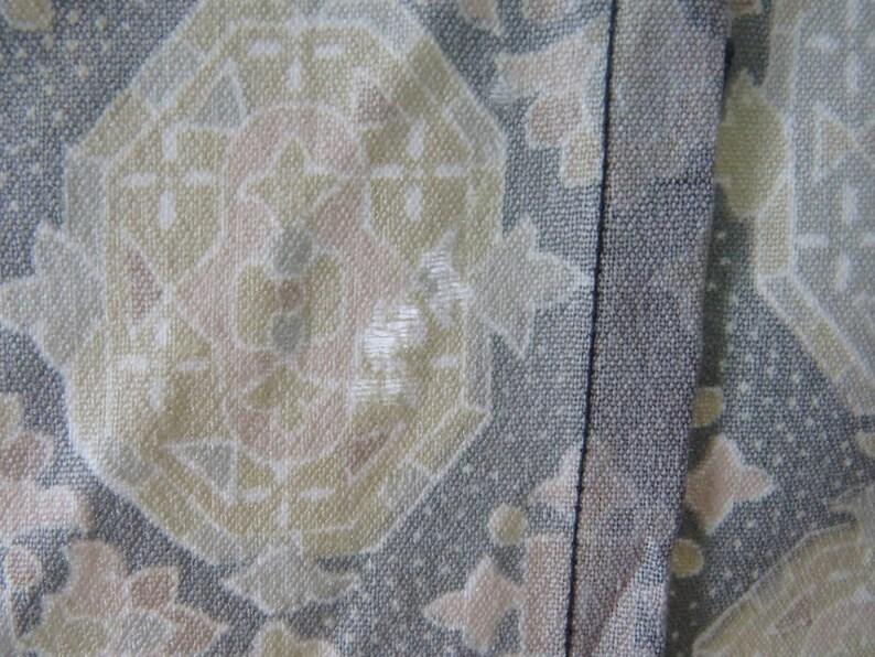 Vintage Japanese Kimono Dark Green, Yellow and Brown Color Abstract ...