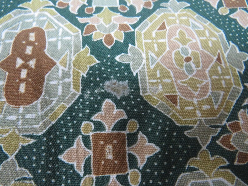 Vintage Japanese Kimono Dark Green, Yellow and Brown Color Abstract ...