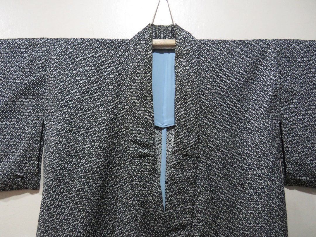 Vintage Japanese Kimono Black and White Color Absract Pattern Kimono ...