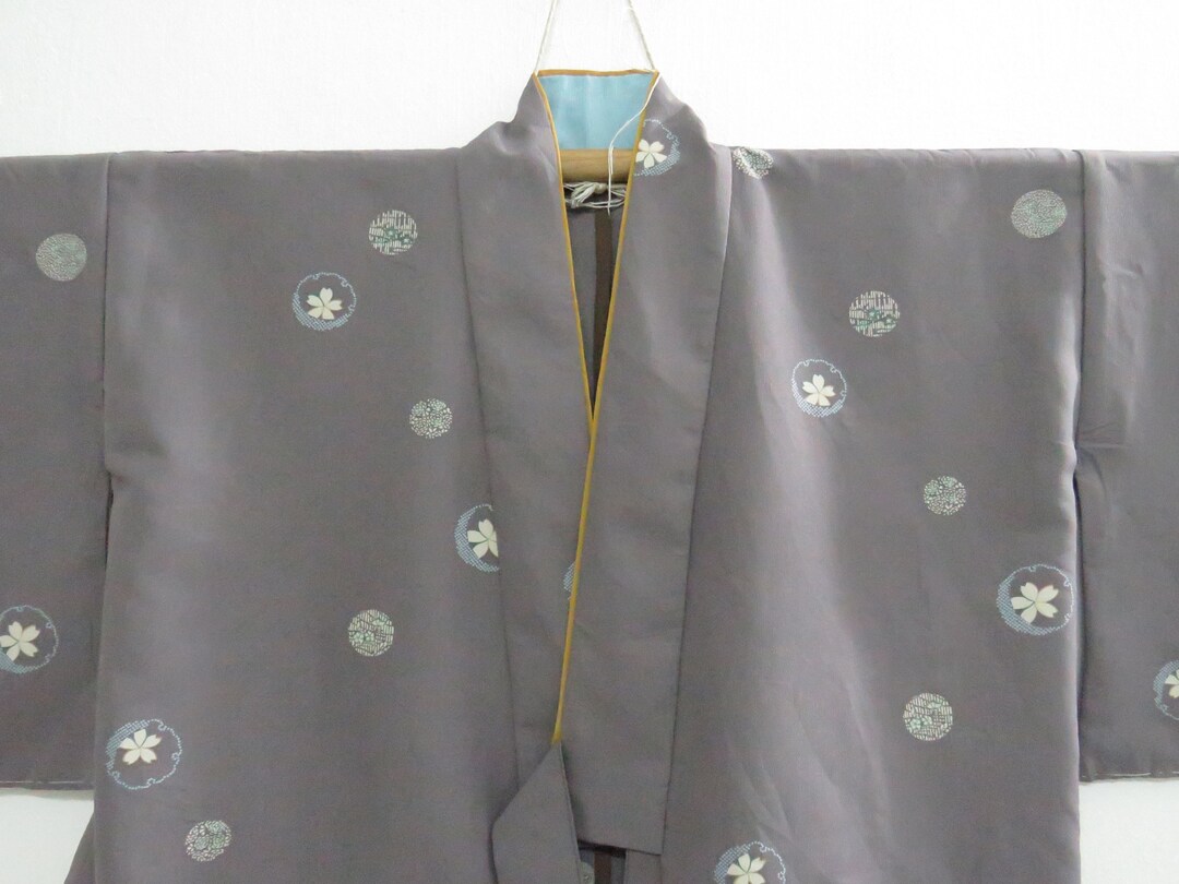 Vintage Japanese Jacket Haori Grey Color Flower Pattern Kimono - Etsy