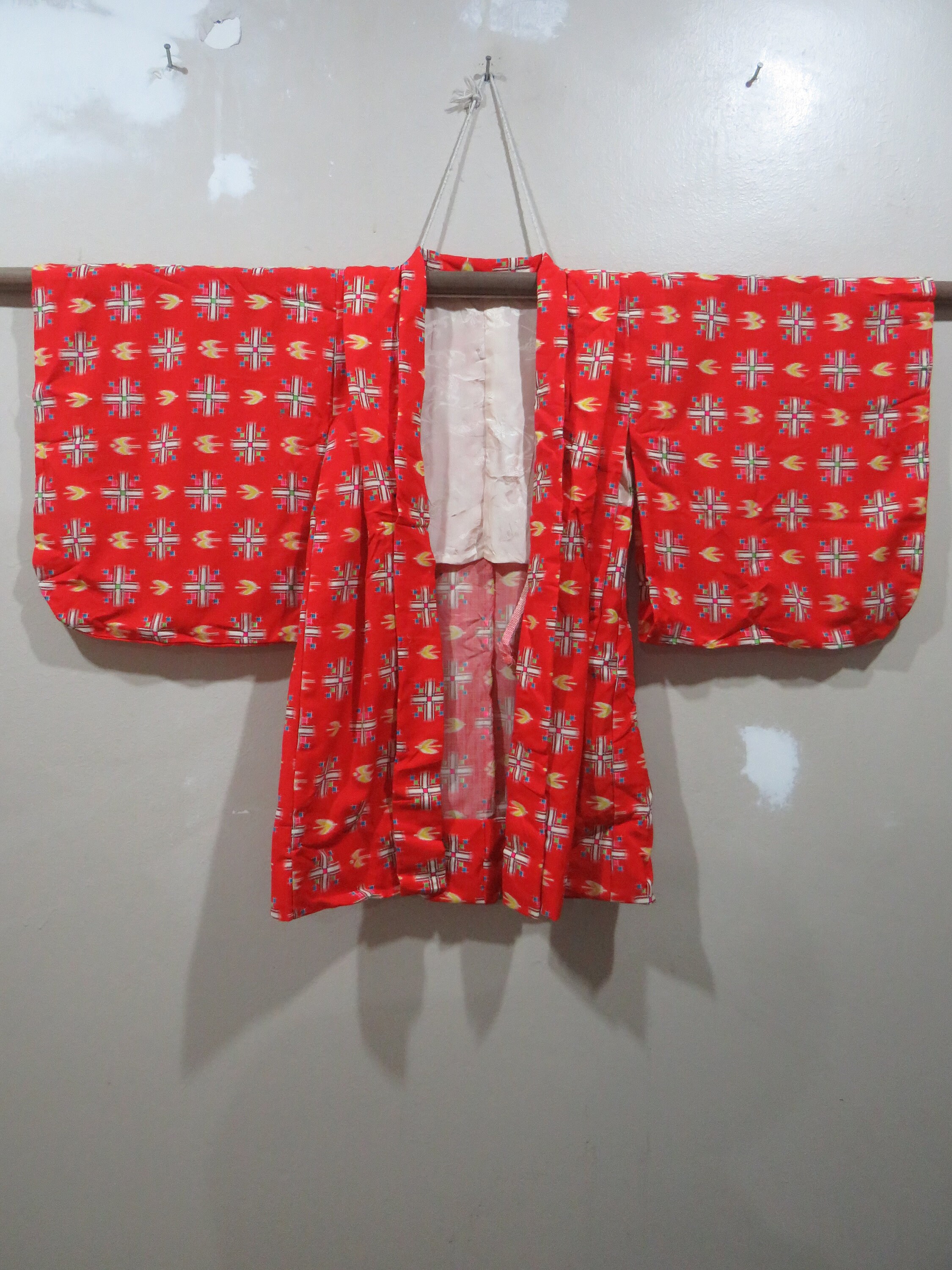 Vintage Japanese Jacket Haori Red Color Abstract Pattern - Etsy