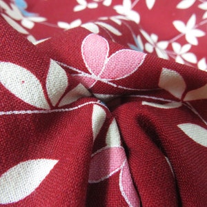 Vintage Japanese Kimono Red Color Flower Pattern Kimono Robe Nightwear ...