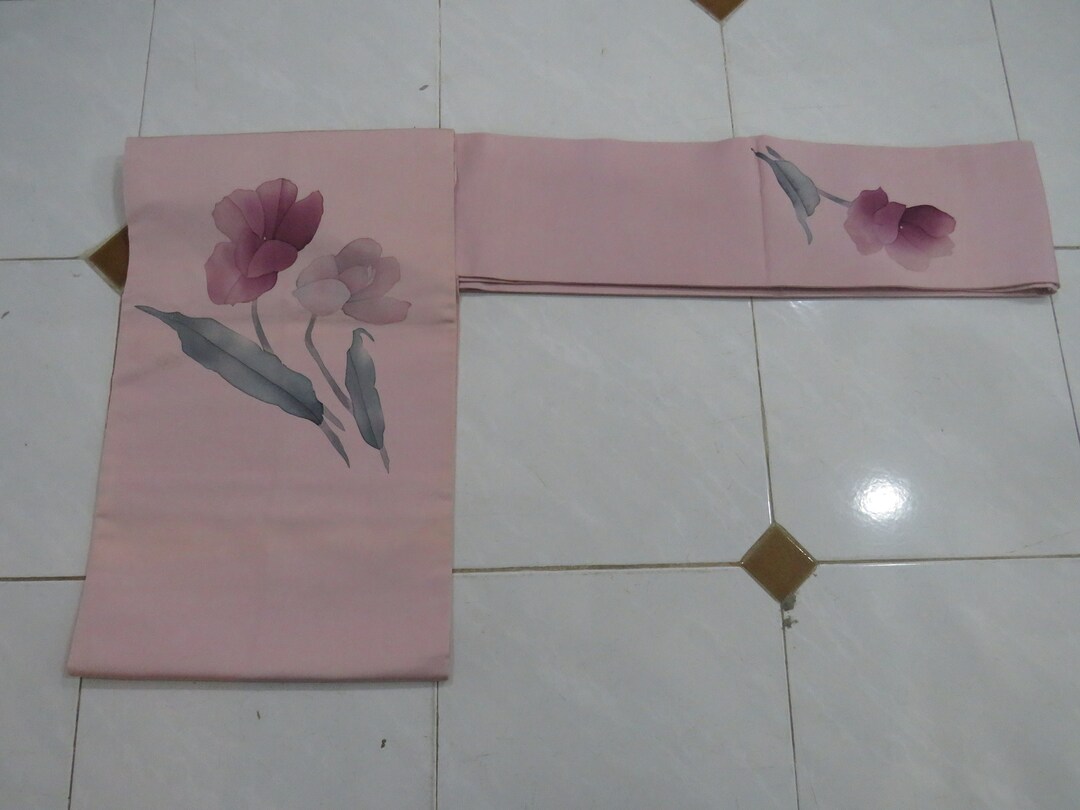 Vintage Brick Grape Silk Nagoya Obi With Flower FOB280623-12 - Etsy