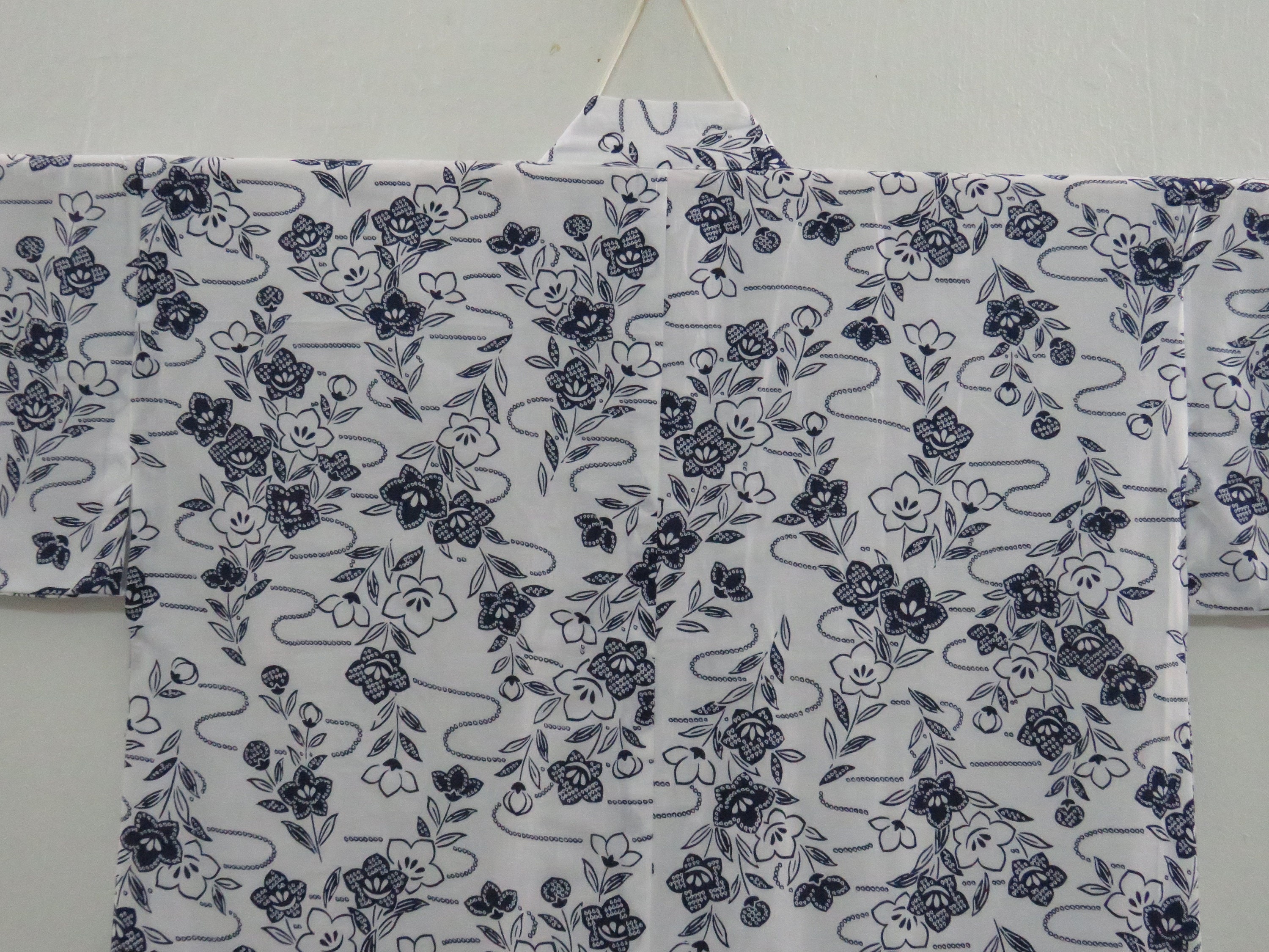Vintage Japanese Cotton Yukata White Color Flower Pattern | Etsy