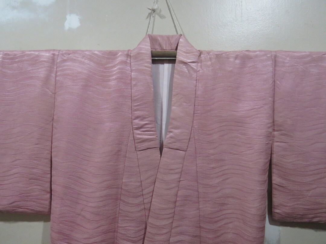 Vintage Japanese Kimono Pink Color Abstract Pattern Kimono Robe ...