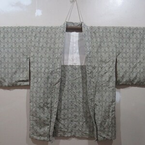 Vintage Japanese Jacket Haori Grey White Color Flower Pattern Kimono ...