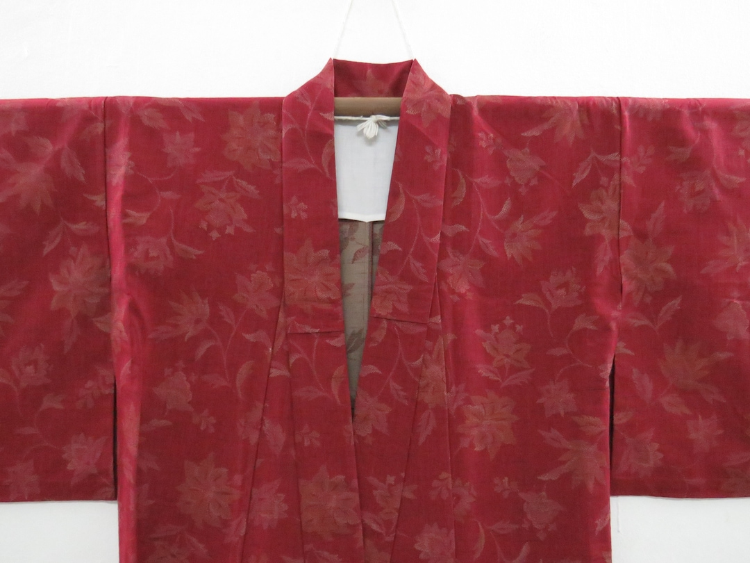 Vintage Japanese Kimono Red Color Flower Pattern Kimono Robe - Etsy