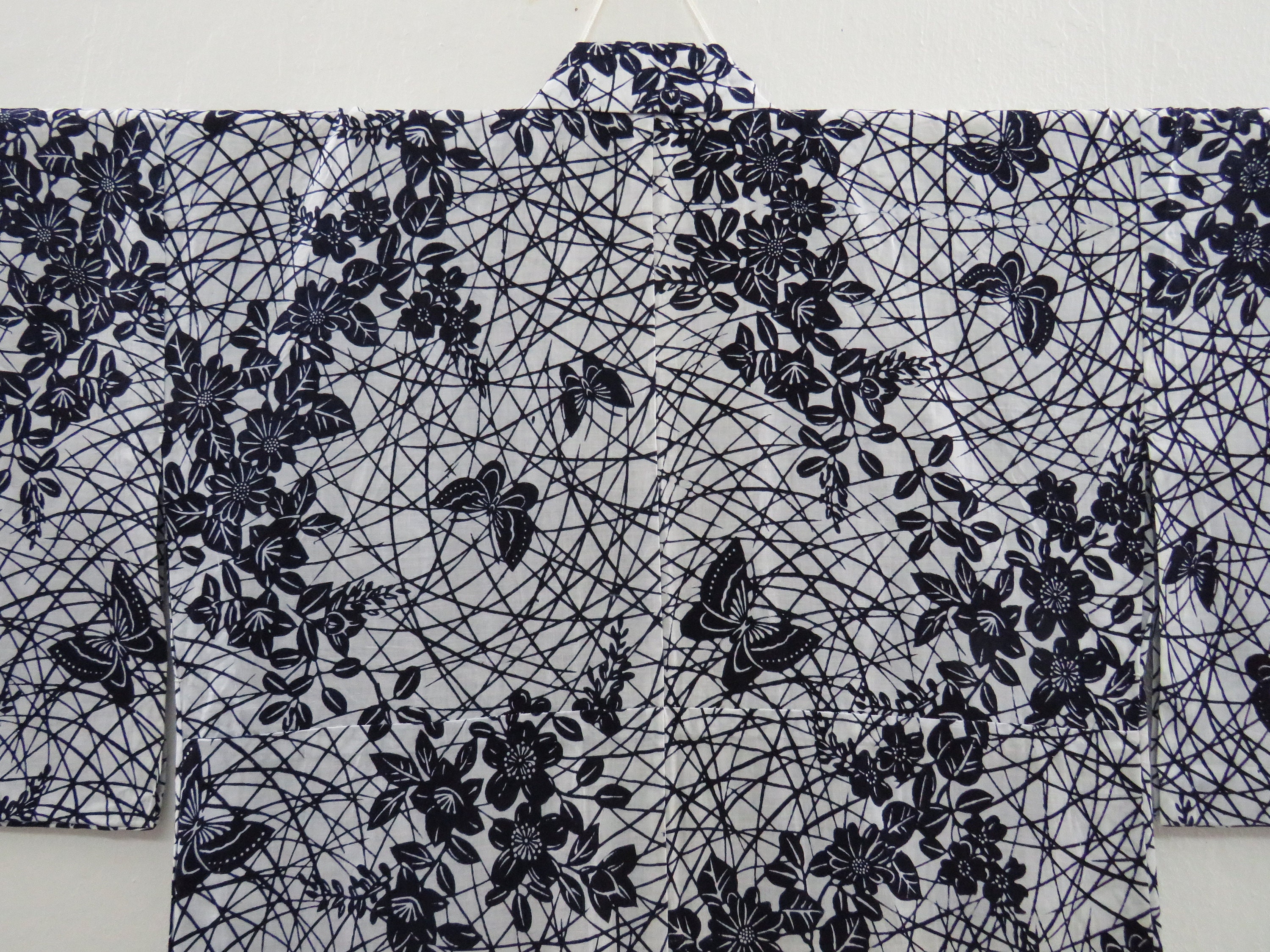 Vintage Japanese cotton yukata white color abstract pattern | Etsy