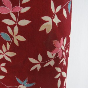 Vintage Japanese Kimono Red Color Flower Pattern Kimono Robe Nightwear ...