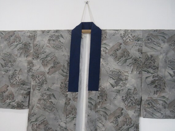 Vintage Japanese kimono grey color village atmosphere… - Gem