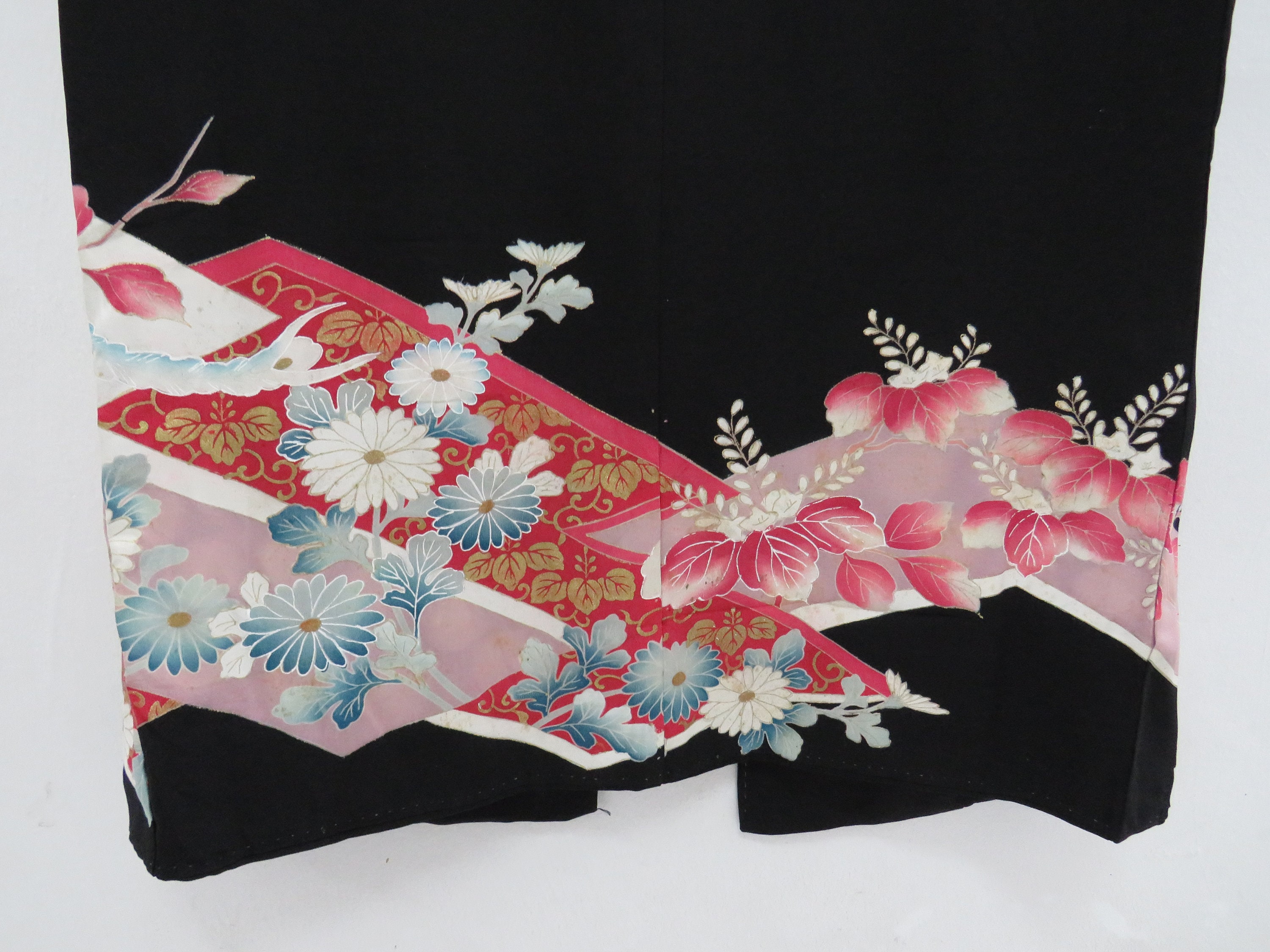 Vintage Japanese Kimono Black Color Art Pattern Kimono Robe | Etsy