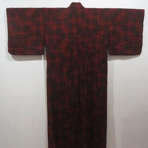 Vintage Japanese Kimono Dark Red and Black Color Abstract Pattern ...