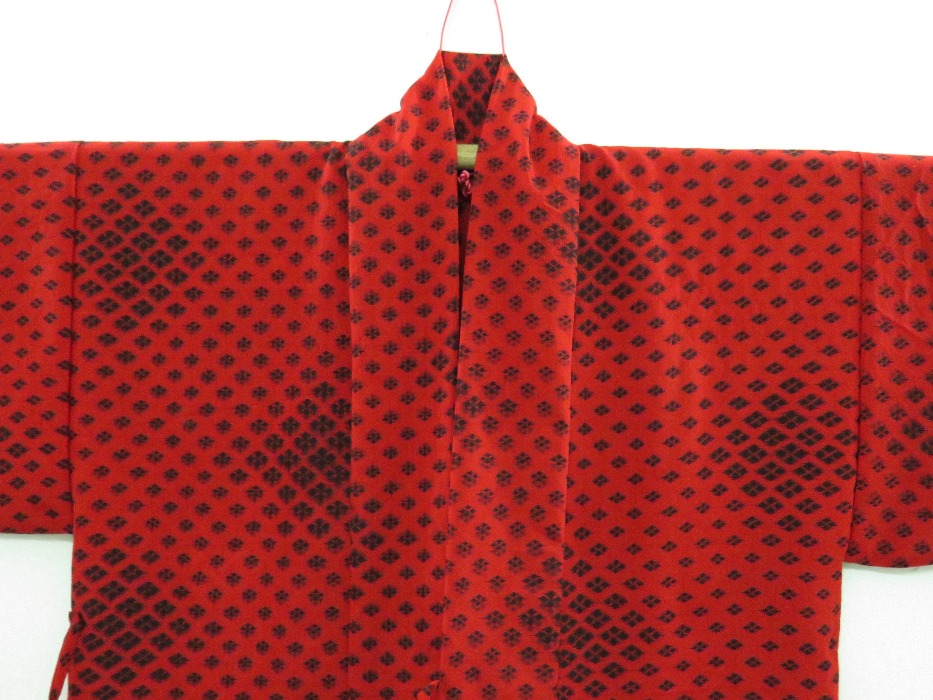 Vintage Japanese Jacket Haori Red Color Abstract Pattern - Etsy