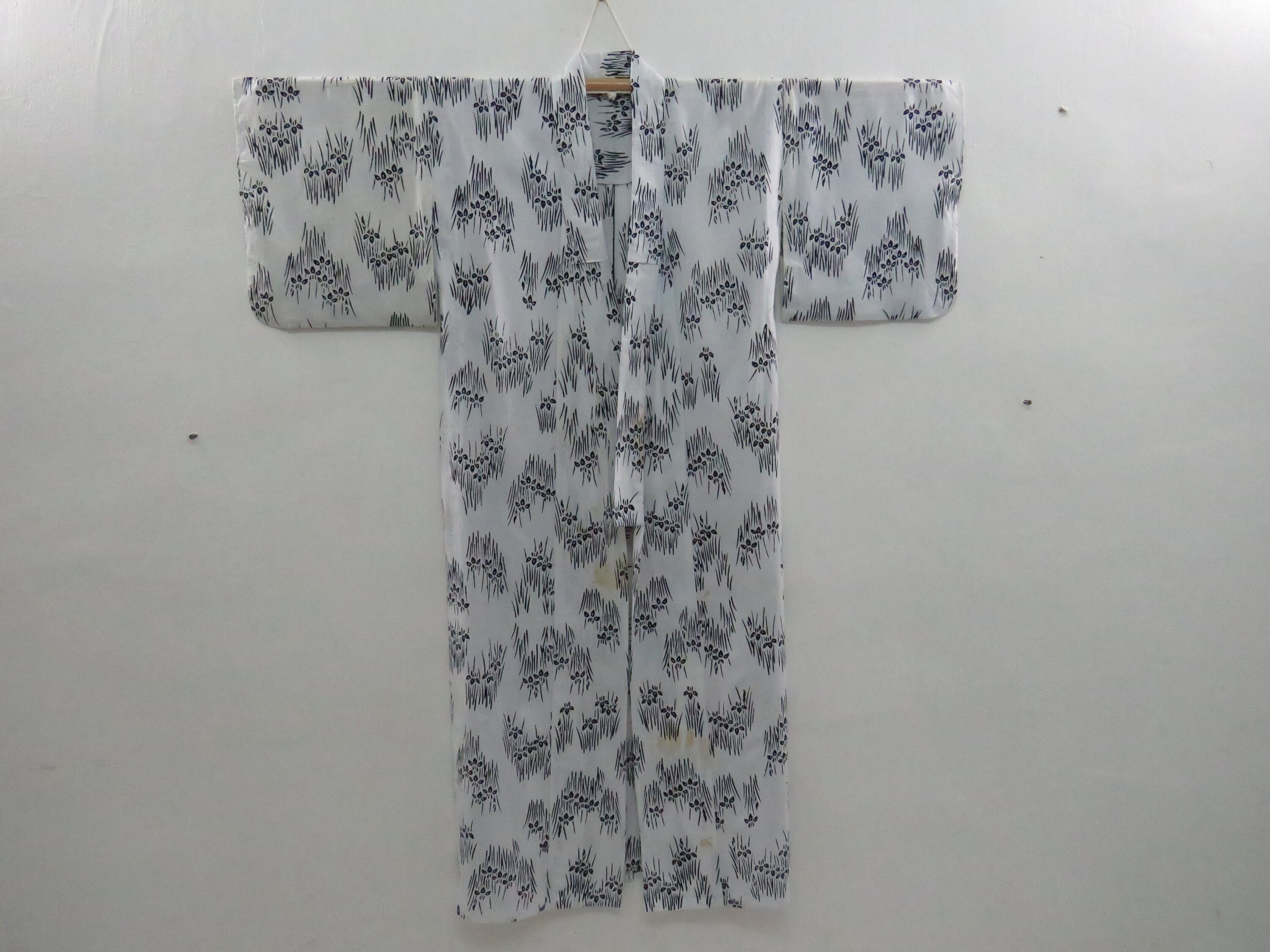 Vintage Japanese cotton yukata white color flower pattern | Etsy