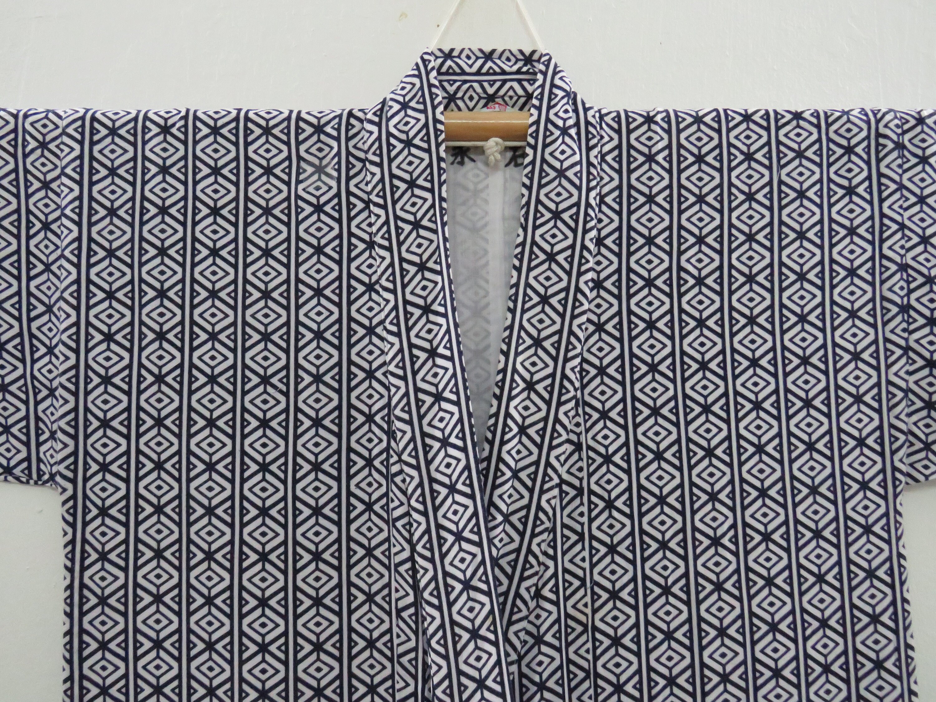 Vintage Japanese cotton yukata white color abstract pattern | Etsy