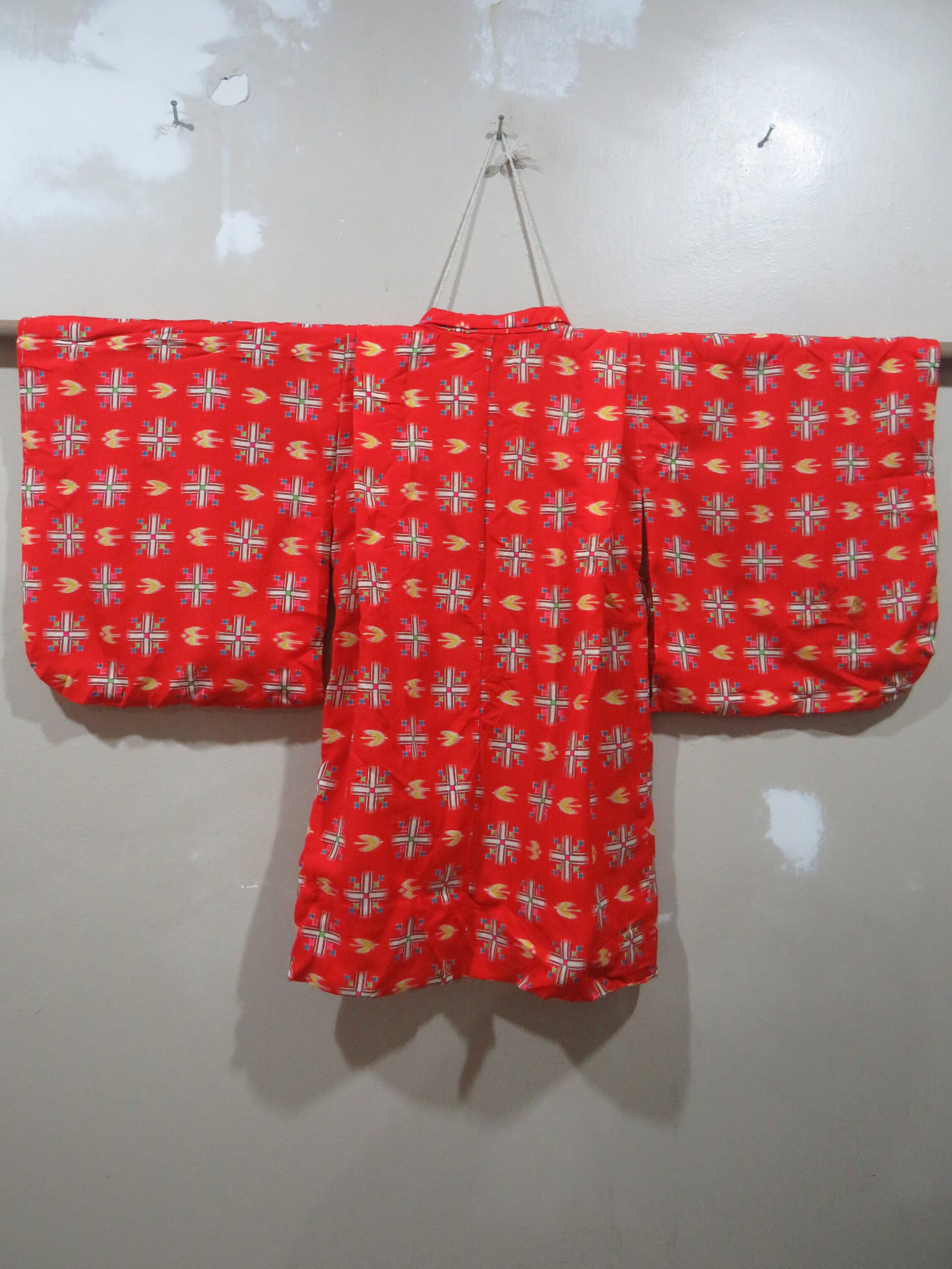 Vintage Japanese Jacket Haori Red Color Abstract Pattern - Etsy