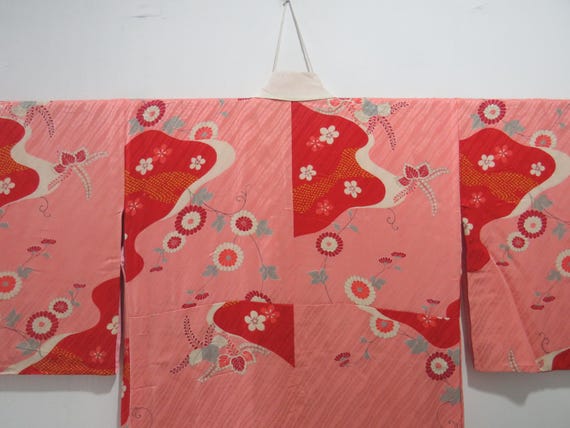 Vintage Japanese kimono light pink color flower patte… - Gem