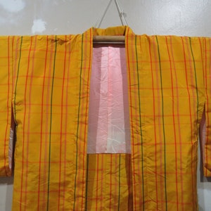 Vintage Japanese Jacket Haori Light Yellow,green and Red Color Line ...