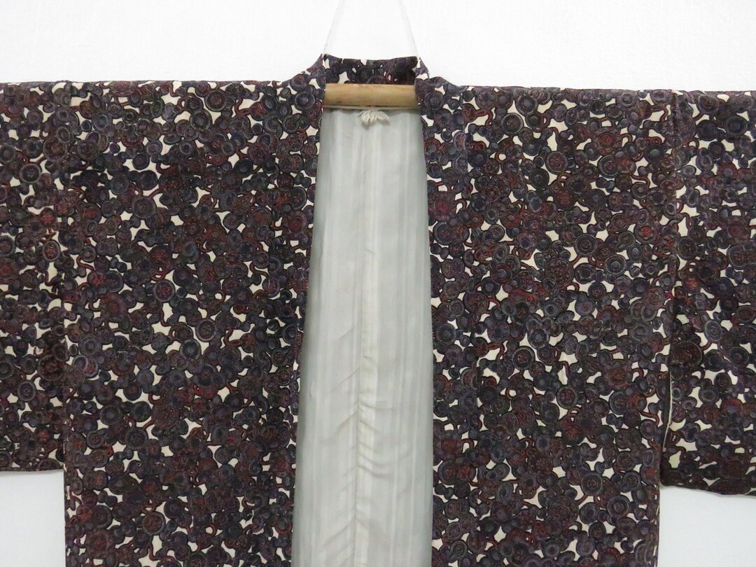 Vintage Japanese Jacket Haori Blue and White Color Abstract Pattern ...