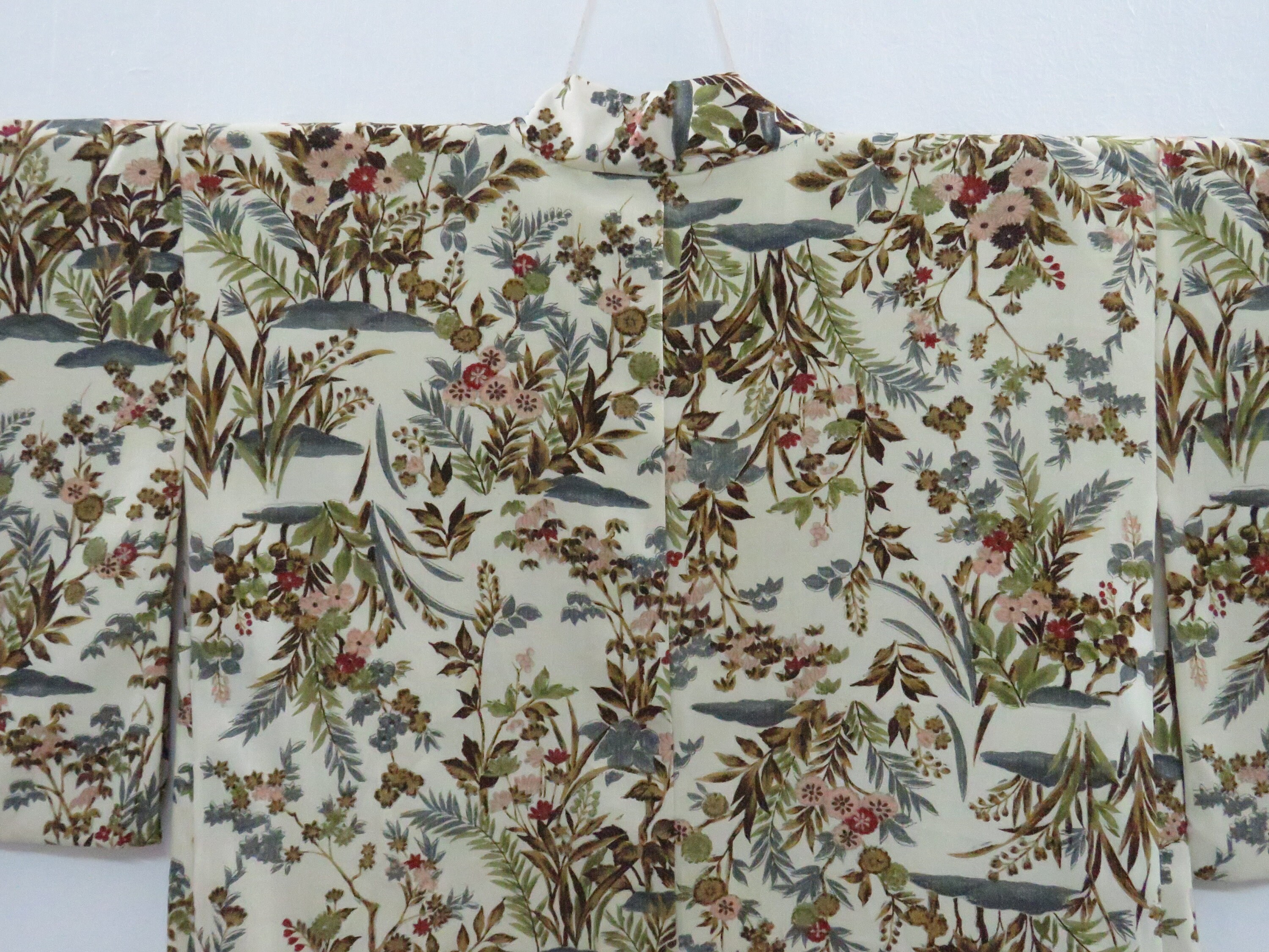 Vintage Japanese cotton haori white color flower pattern | Etsy