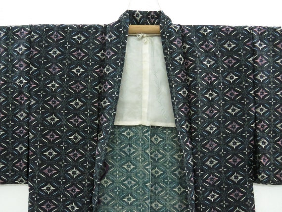 Vintage Japanese Jacket Haori Blue Color Abstract Pattern | Etsy