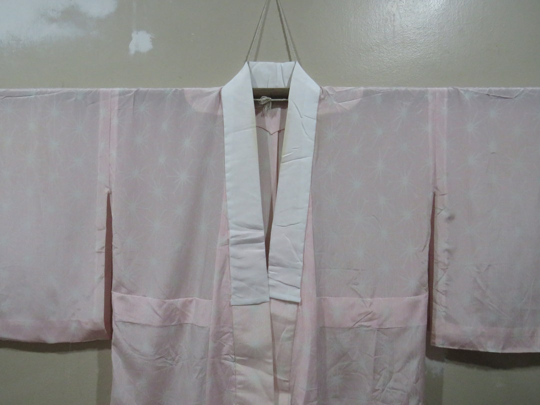 Vintage Japanese Kimono Pink Color Various Shapes Pattern Kimono Robe ...