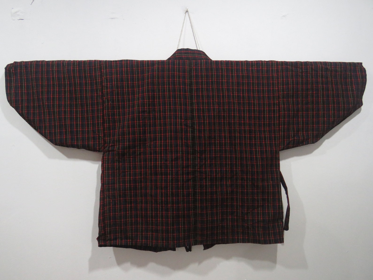 Vintage Japanese Jacket Haori Blue, Red, Yellow and Black Color Square ...