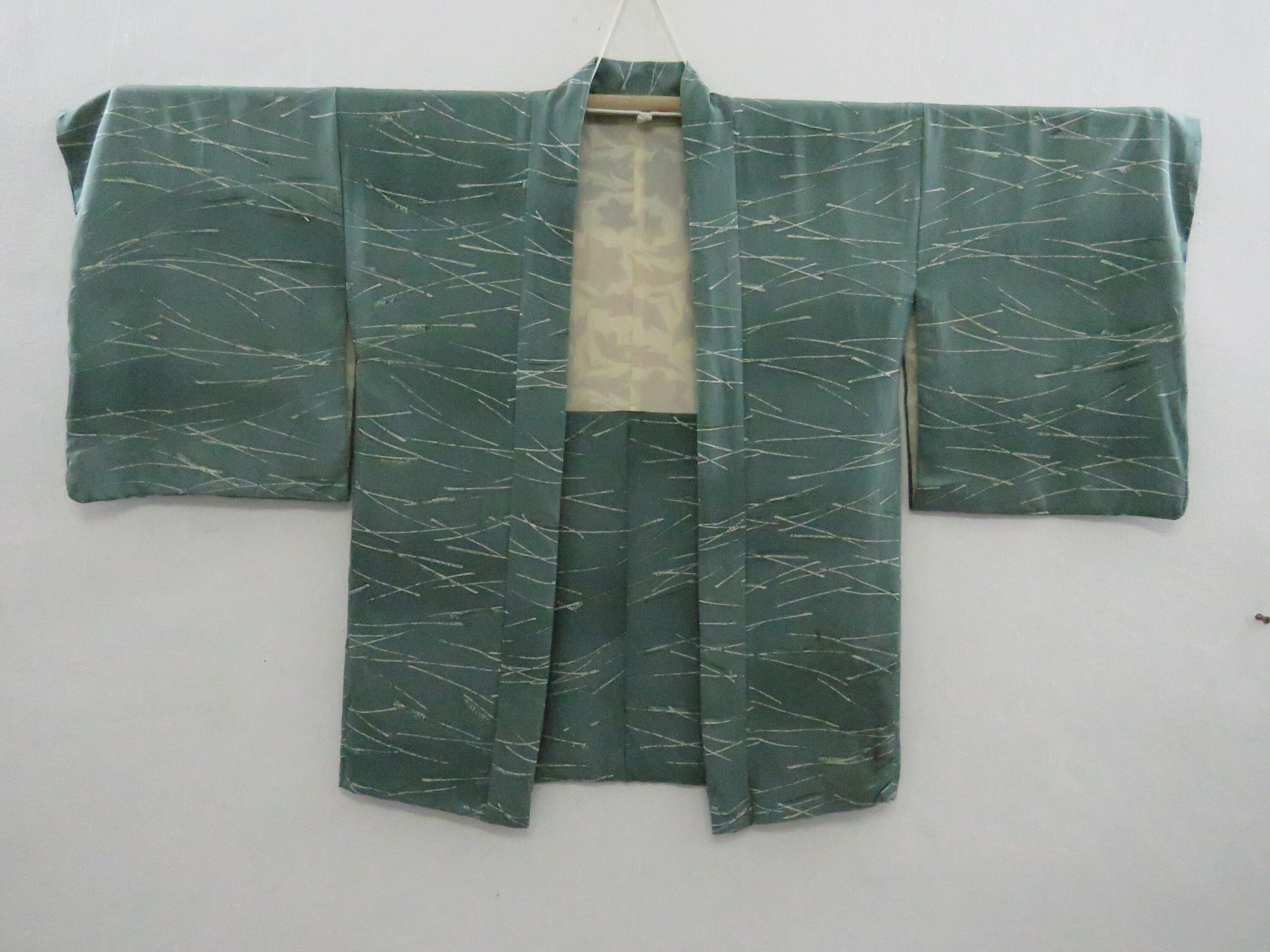 Vintage Japanese Jacket green color abstract pattern kimono | Etsy