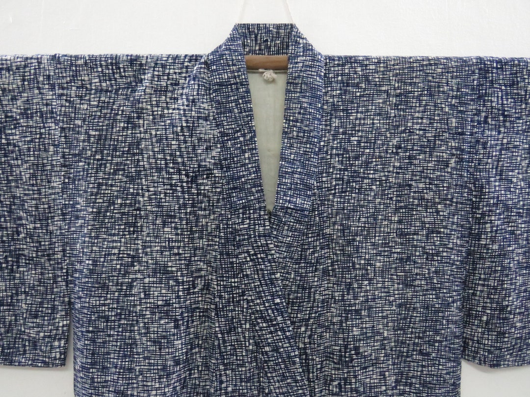 Vintage Japanese Cotton Yukata Blue,white and Grey Color Abstract ...