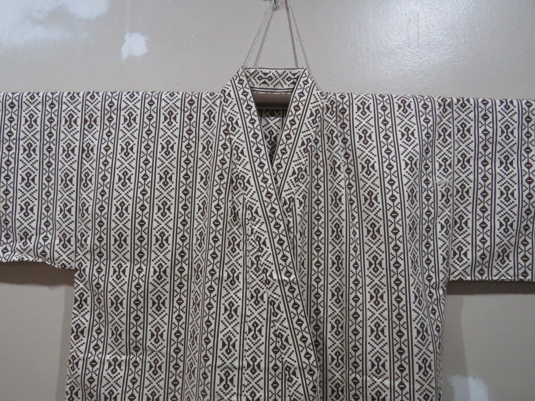 Vintage Japanese Cotton Yukata off White and Chocolate Color Various ...