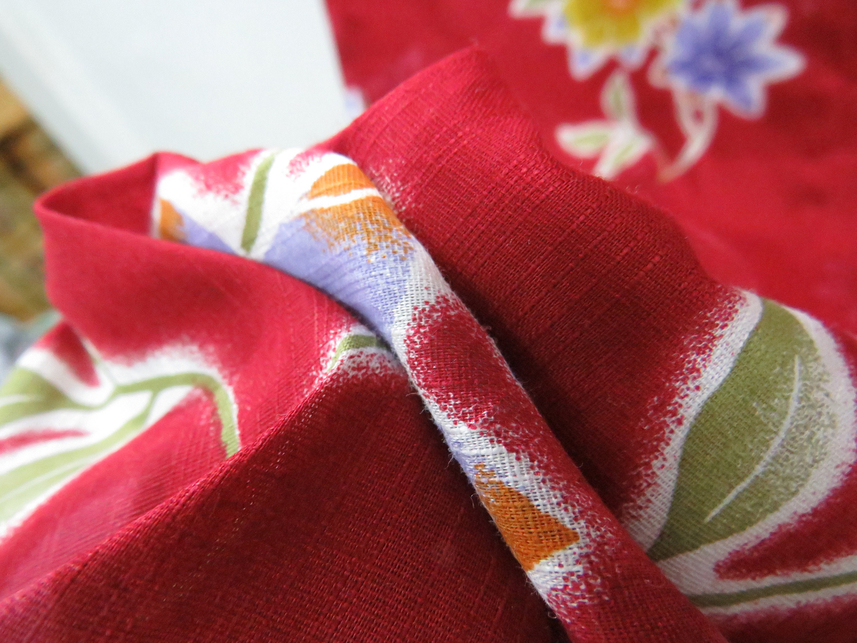 Vintage Japanese Jacket yukata red color flower pattern kimono | Etsy