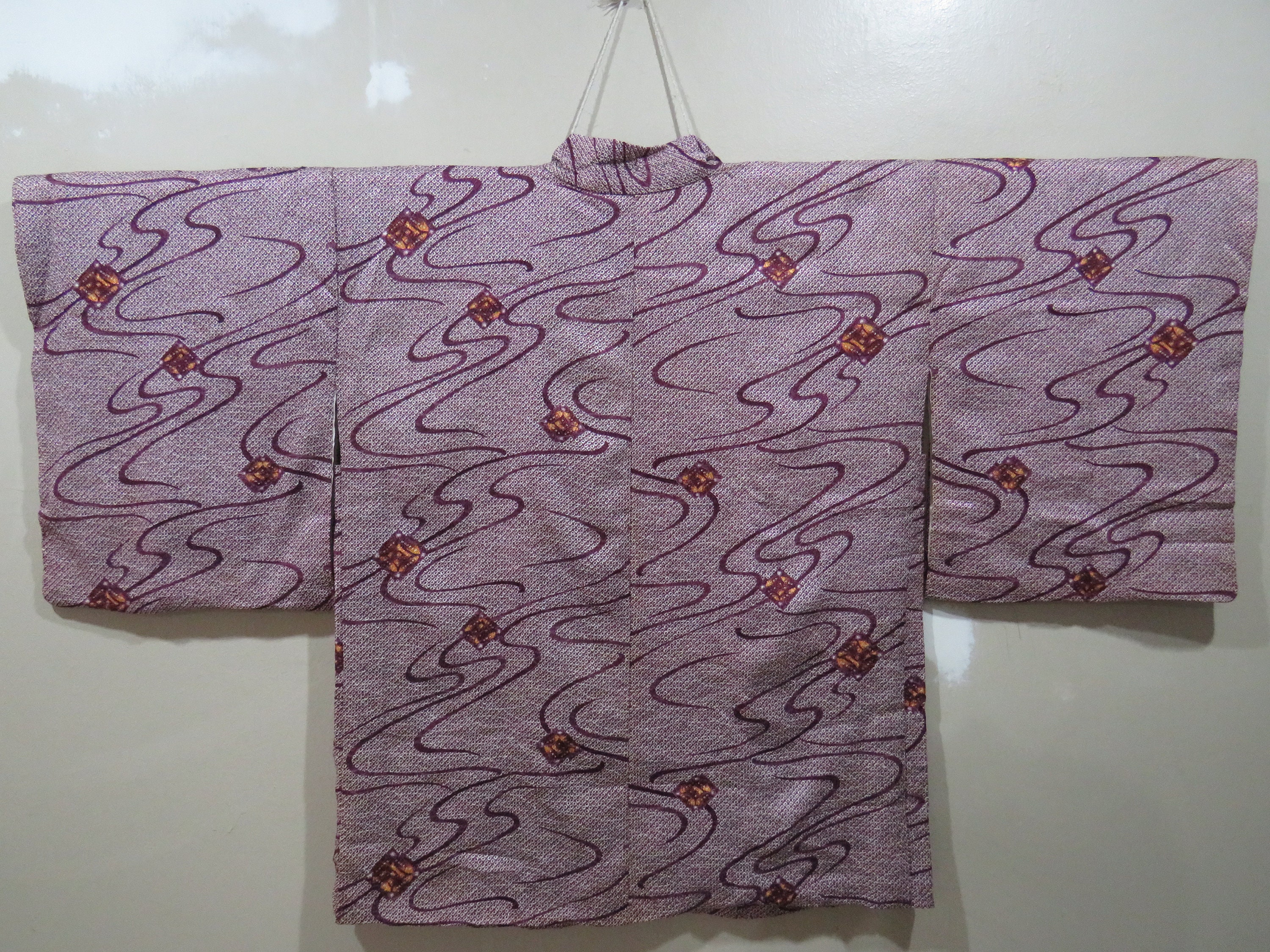 Vintage Japanese Jacket Haori Purple White Color Abstract - Etsy