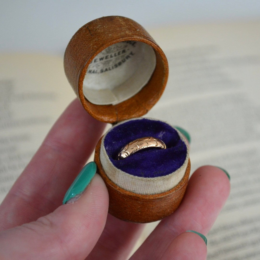 Antique Ring Box in Brown Leather - Etsy