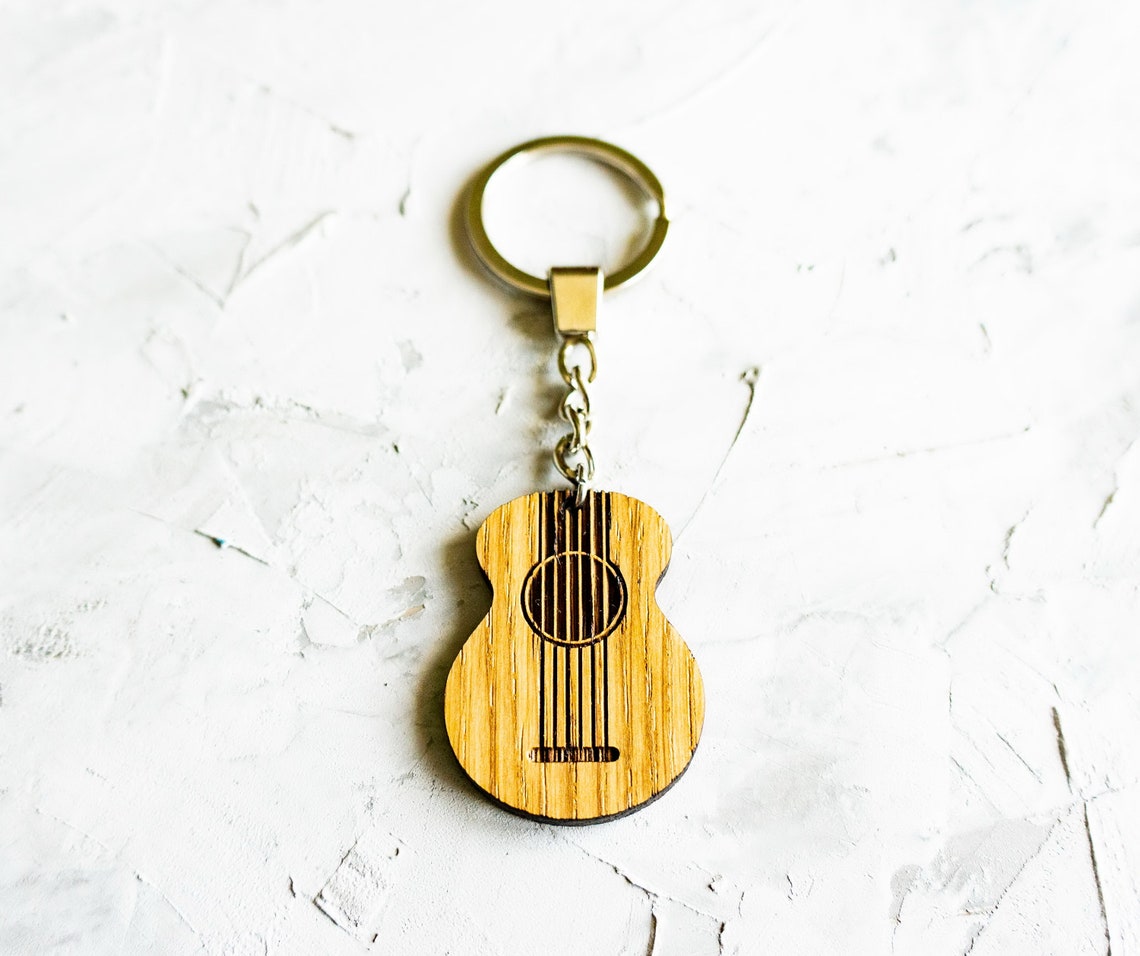 Custom Guitar Keychain, Guitar Wooden Keyfob, Guitar Key Ring Music ...