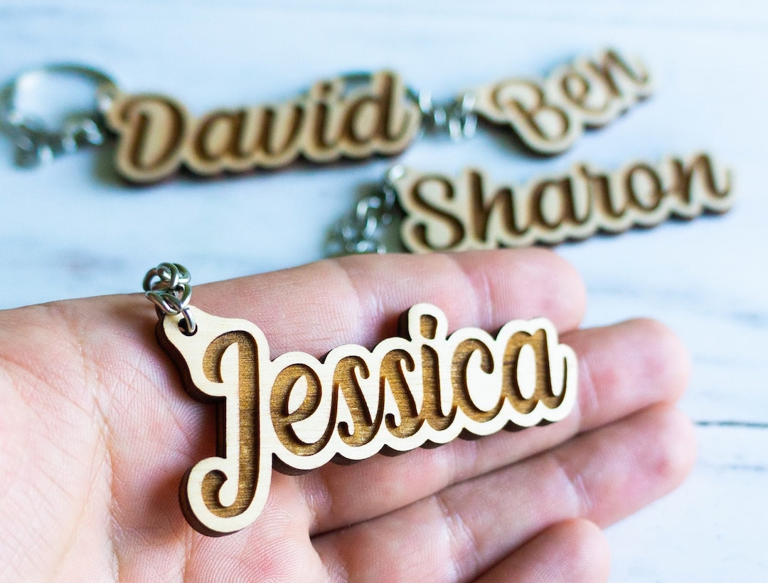 Personalized Wooden Name Keychain | Custom Engraved Wood Keyring ...