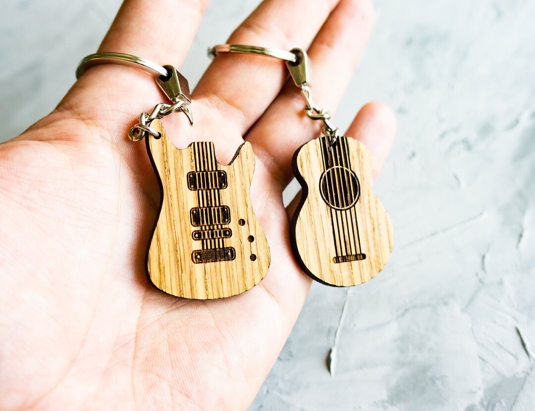 Custom Guitar Keychain, Guitar Wooden Keyfob, Guitar Key Ring Music ...