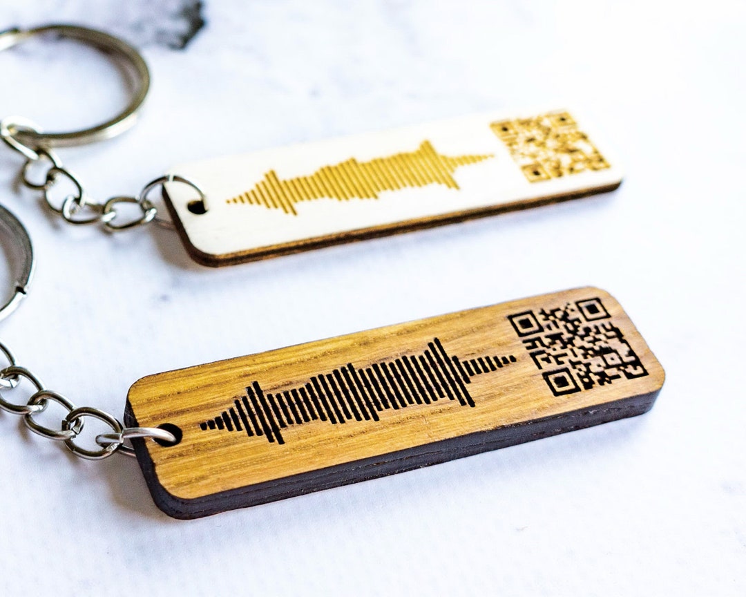 Personalized Sound Wave Keychain With Scannable QR Code, Custom ...