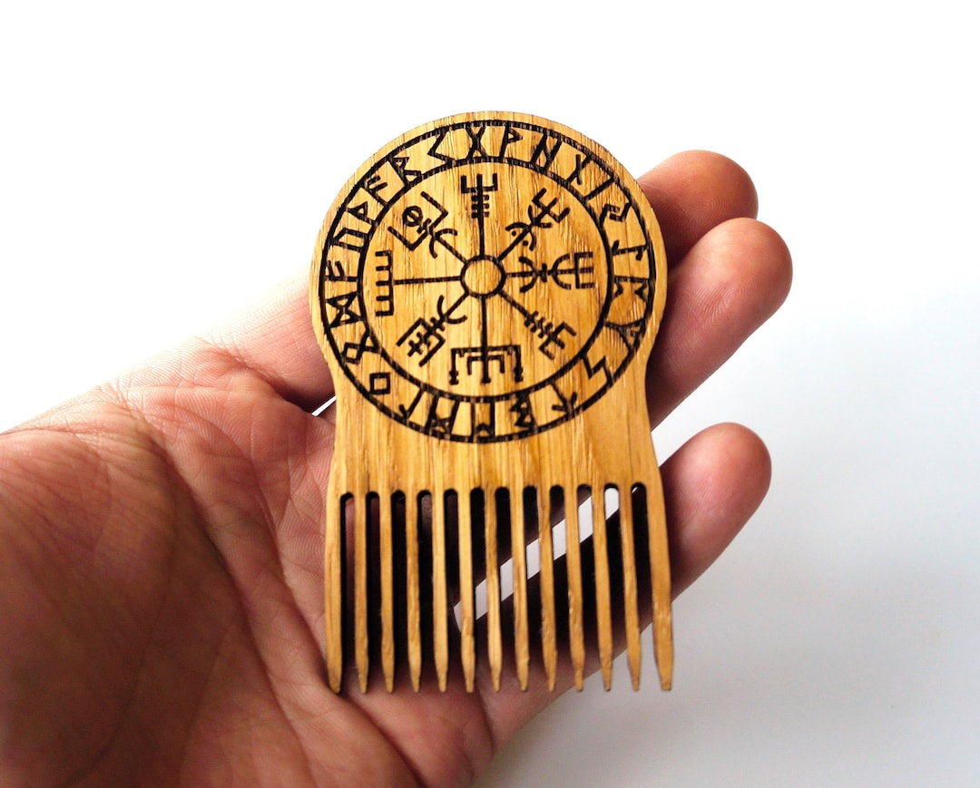 Vegvisir Beard Comb, Viking Comb, Wooden Comb, Real Viking Gift for ...