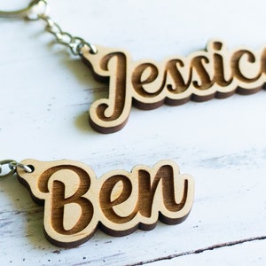 Personalized Wooden Name Keychain | Custom Engraved Wood Keyring ...