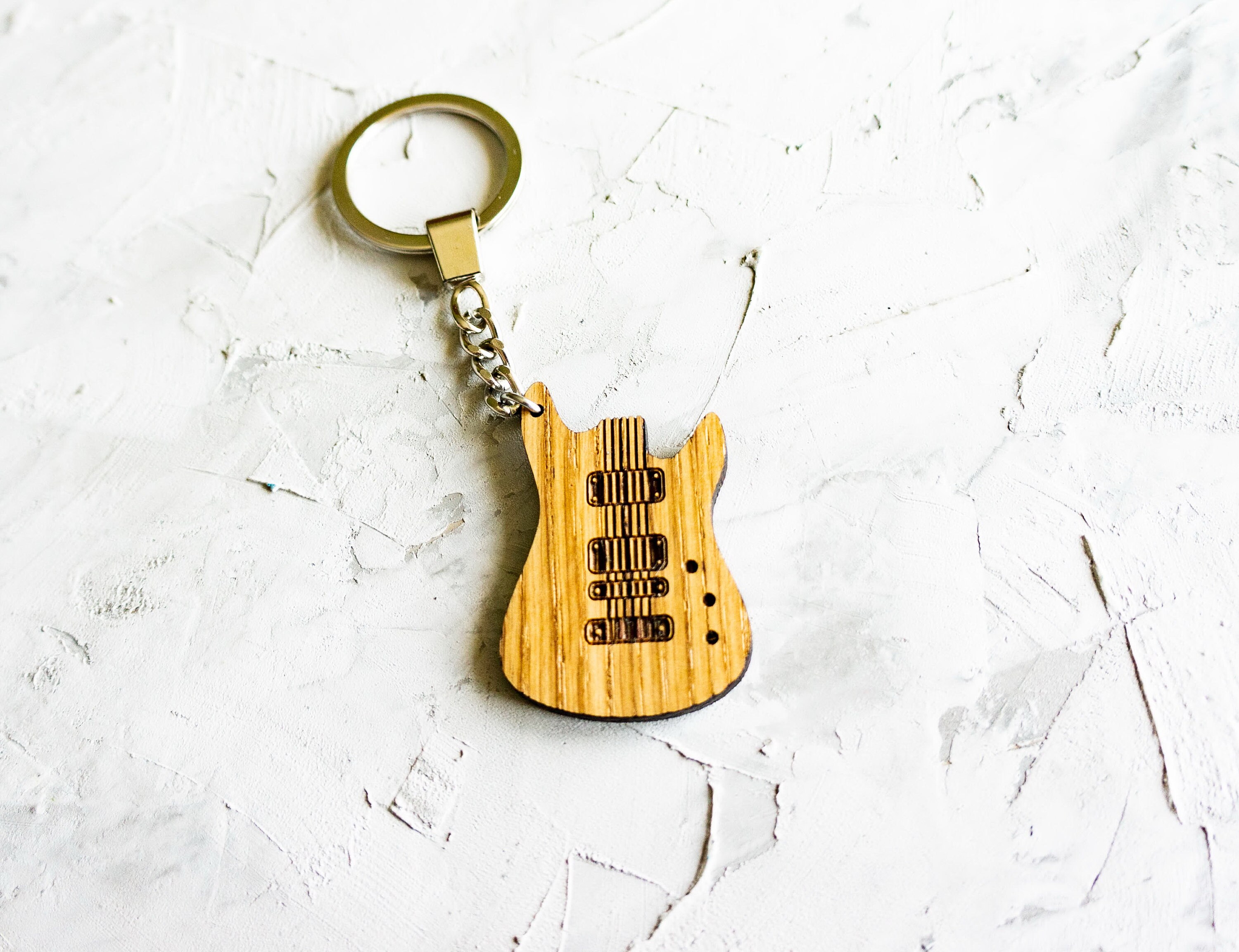 Custom Guitar Keychain, Guitar Wooden Keyfob, Guitar Key Ring Music ...