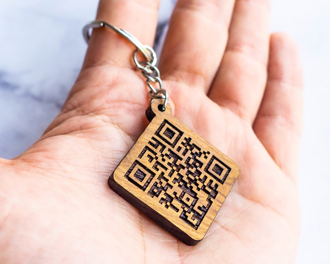 Wooden QR Code Keychain, Custom Qr-code Key Chain, Engraved QR Code ...