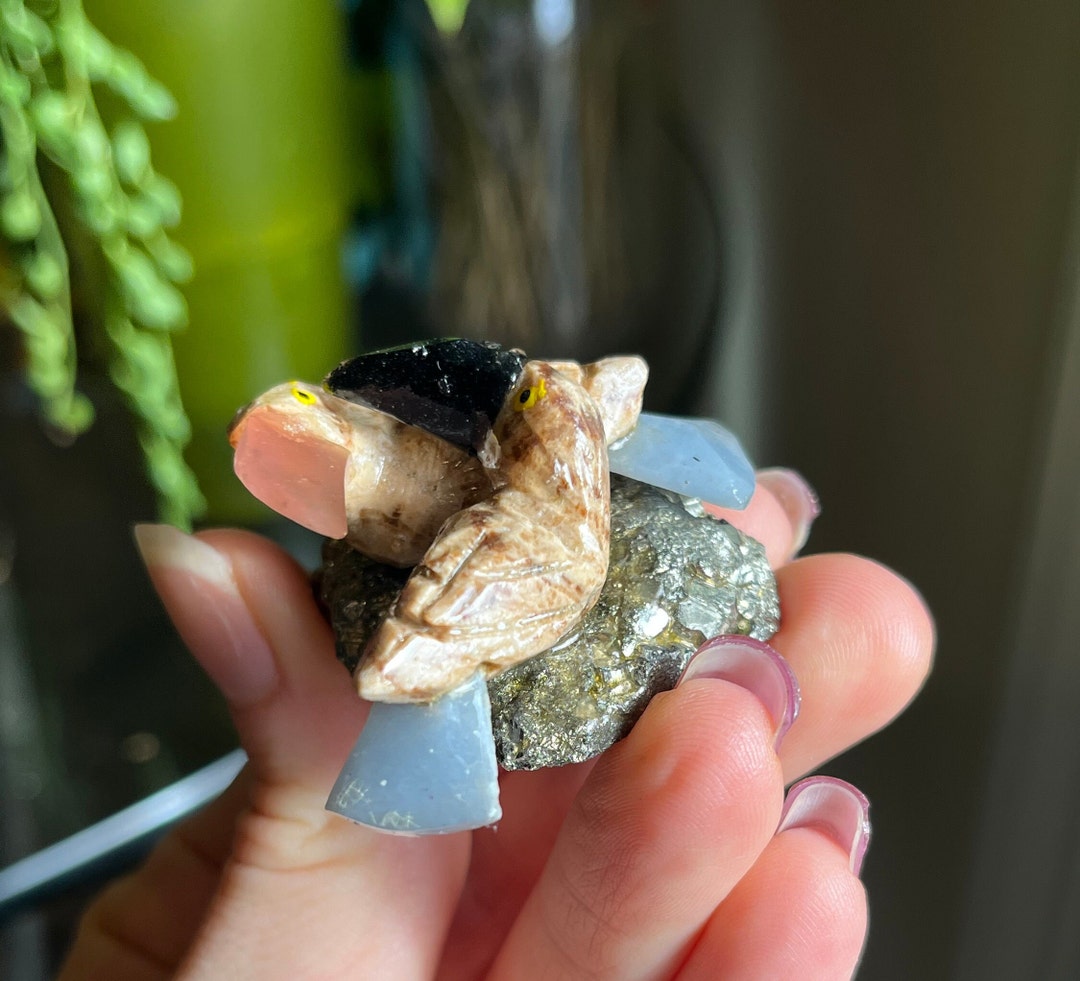Gorgeous Crystal Birds on Pyrite Soapstone Bird Carving Bird - Etsy