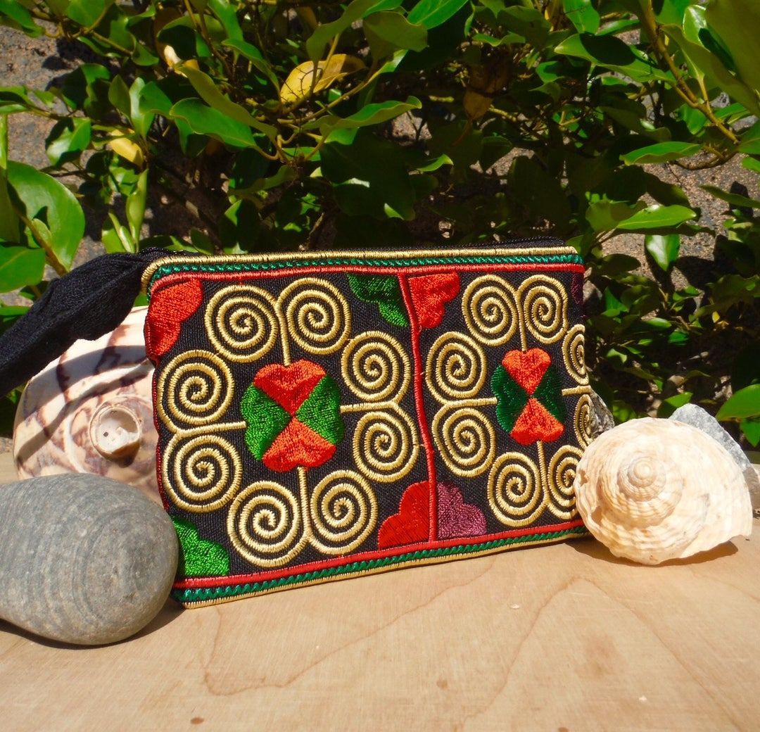 Embroidered Purse Hmong Hill Tribe Ethnic Boho Wallet Folk Pouch ...