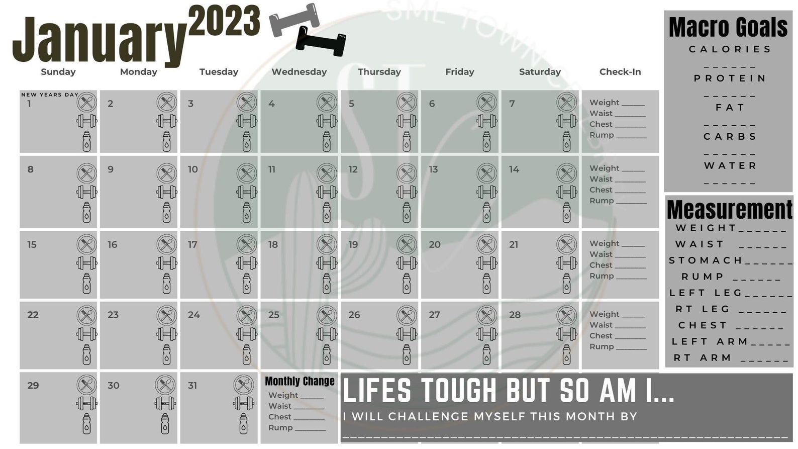 January 2023 Printable Fitness Tracking Calendar | Fitness Tracker ...