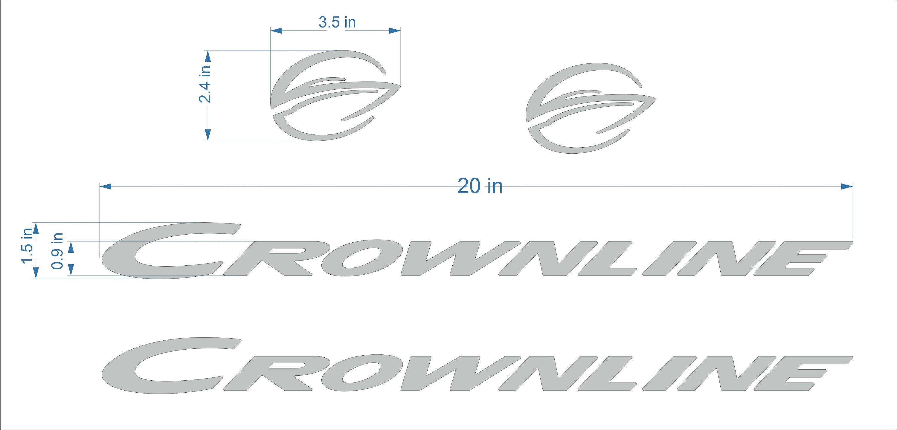Crownline Boat Emblems 20" Black + FREE FAST Delivery DHL Express ...