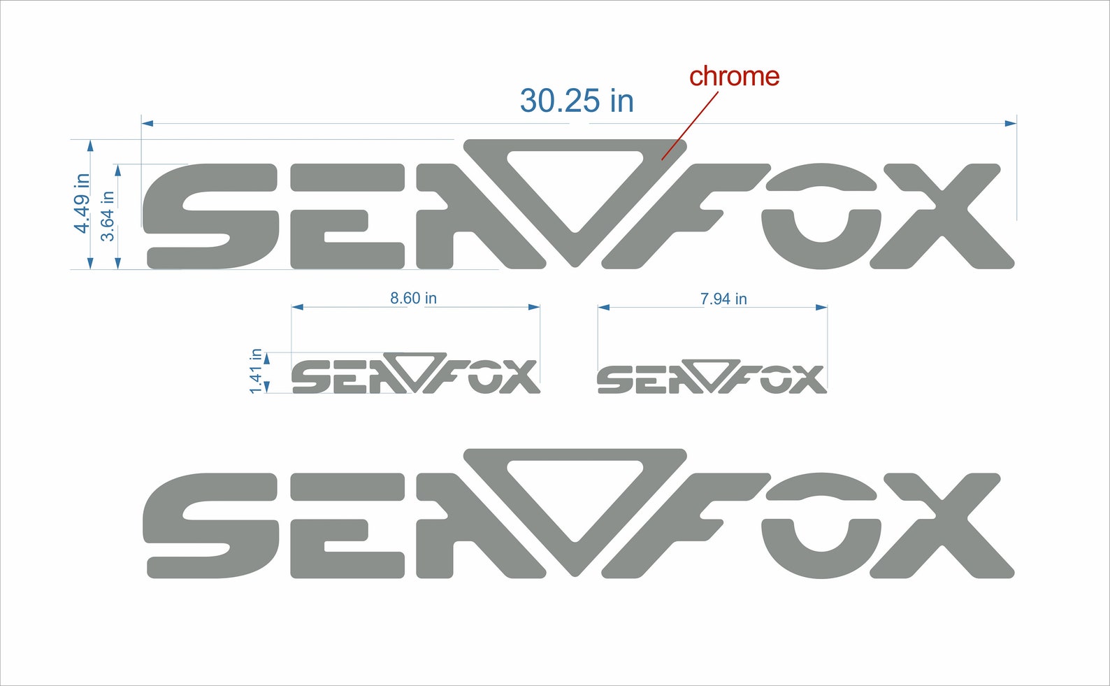 Sea Fox Boat Emblem 30" Chrome + FREE FAST Delivery DHL Express ...