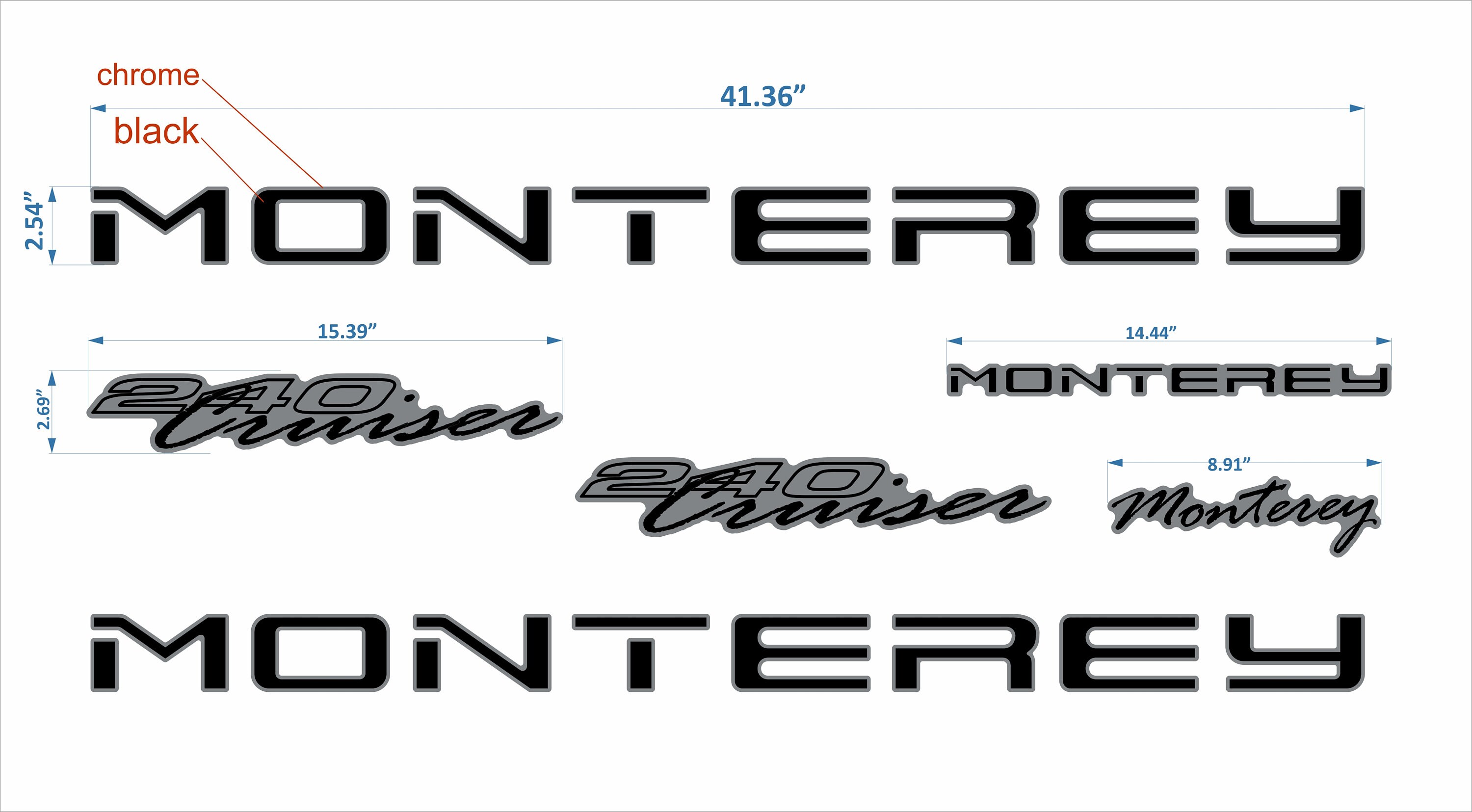 Monterey Boat Emblems 41" Chrome Black 240 + FREE FAST Delivery DHL ...