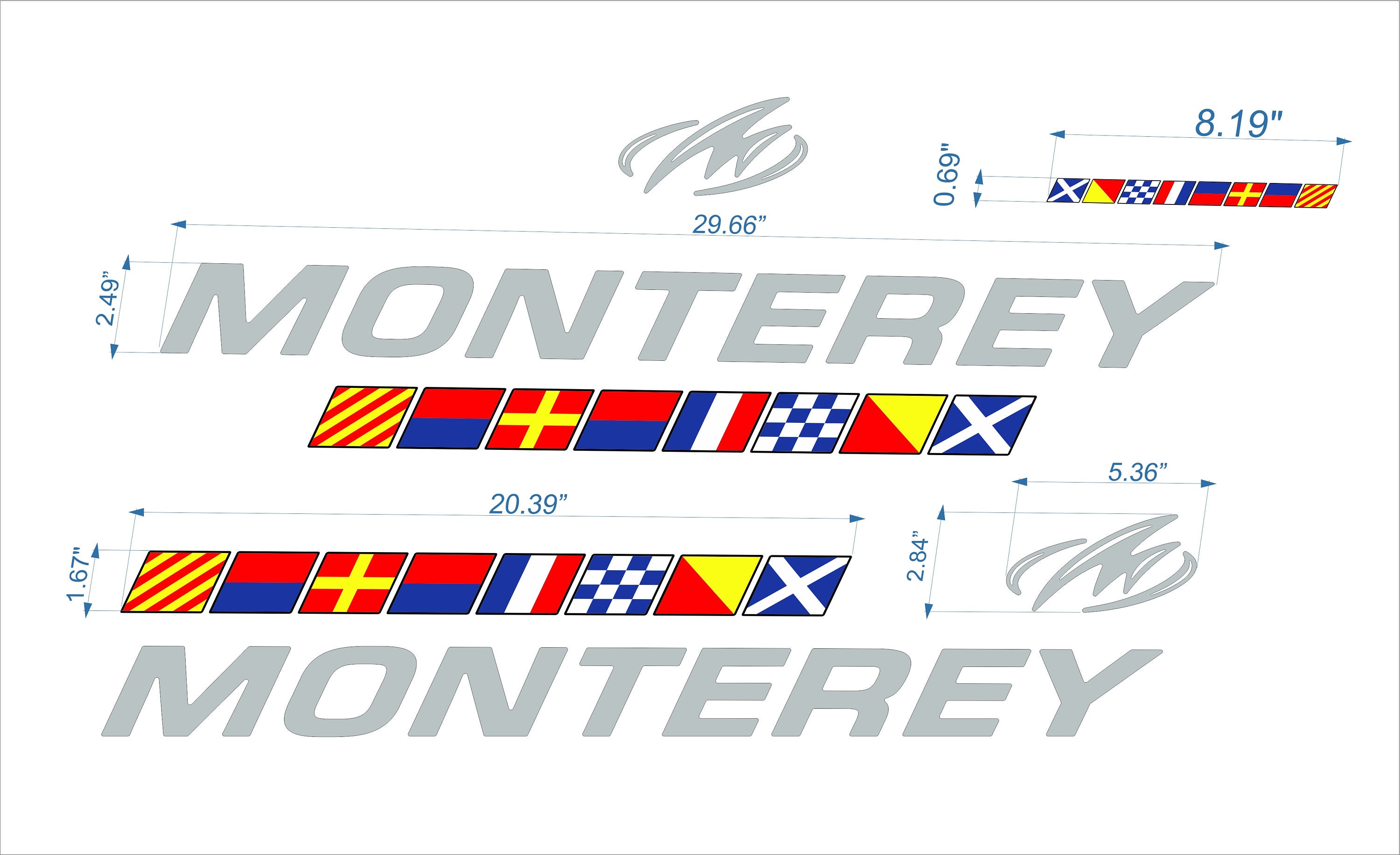 Monterey Boat Emblems 30" Chrome + Flags + FREE FAST Delivery DHL ...