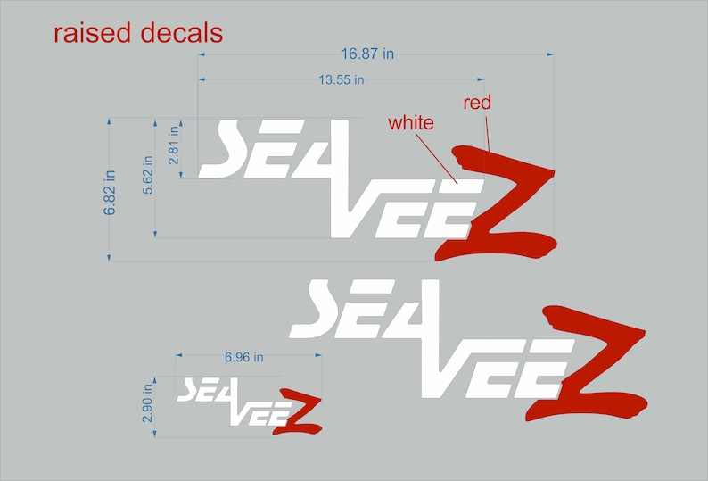 Sea Vee Boat Emblems 16 White Red FREE FAST Delivery | Etsy