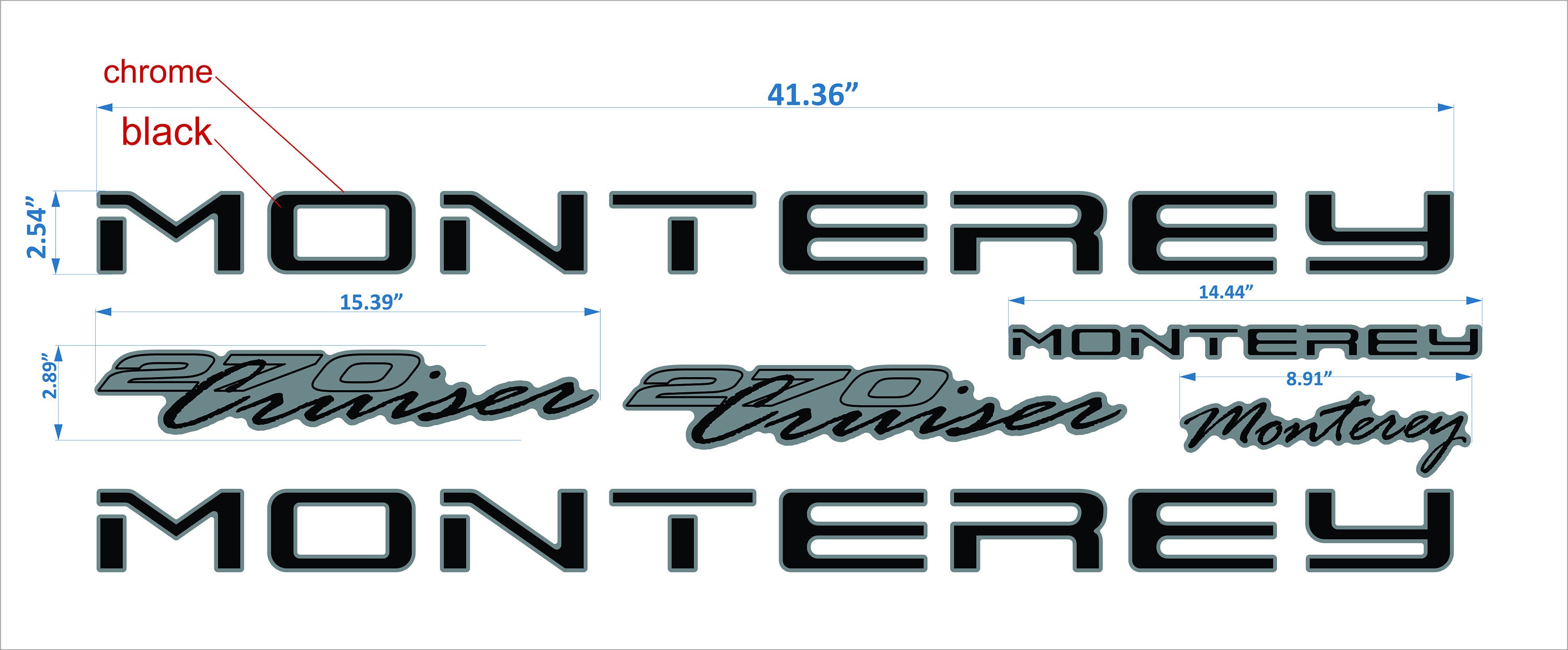 Monterey Boat Emblems 41" Chrome Black 270 + FREE FAST Delivery DHL ...